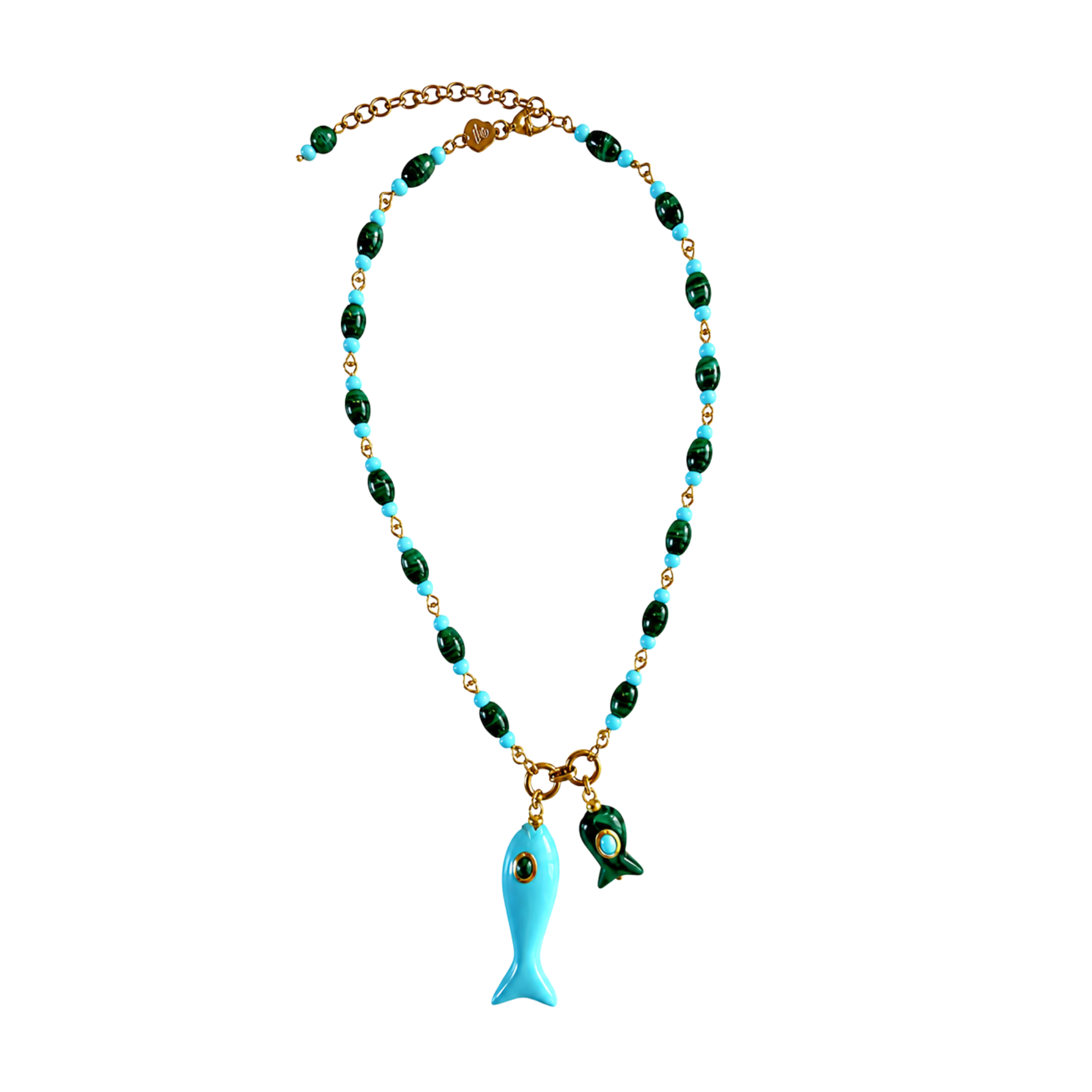 Grazia & Marica Vozza Mother Daughter Turquoise & Malachite Necklace ...